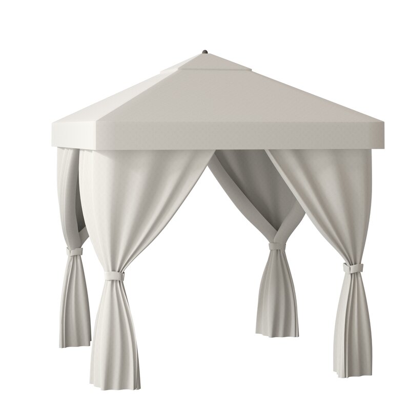 Basta Sol 8' x 8' Aluminum Pole Cabana w Roof Vent & Fabric Curtains ...